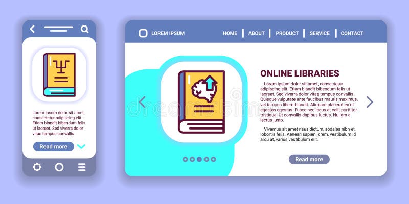 Online Libraries Web Banner and Mobile App Kit. Outline Vector ...