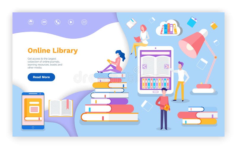Online Library with Access To Books for Students Stock Vector ...