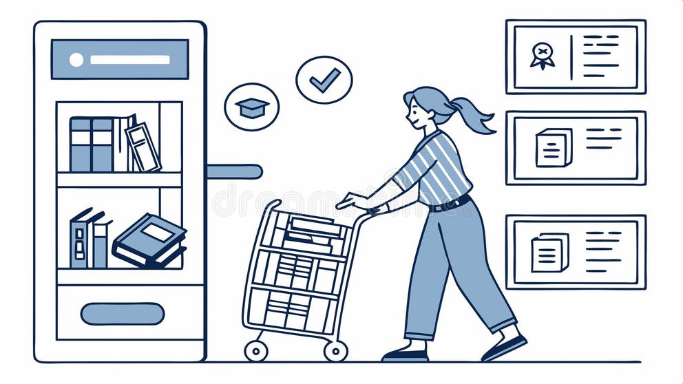 Online Library Catalog, Digital Books, E-library, Book Search, Vector ...