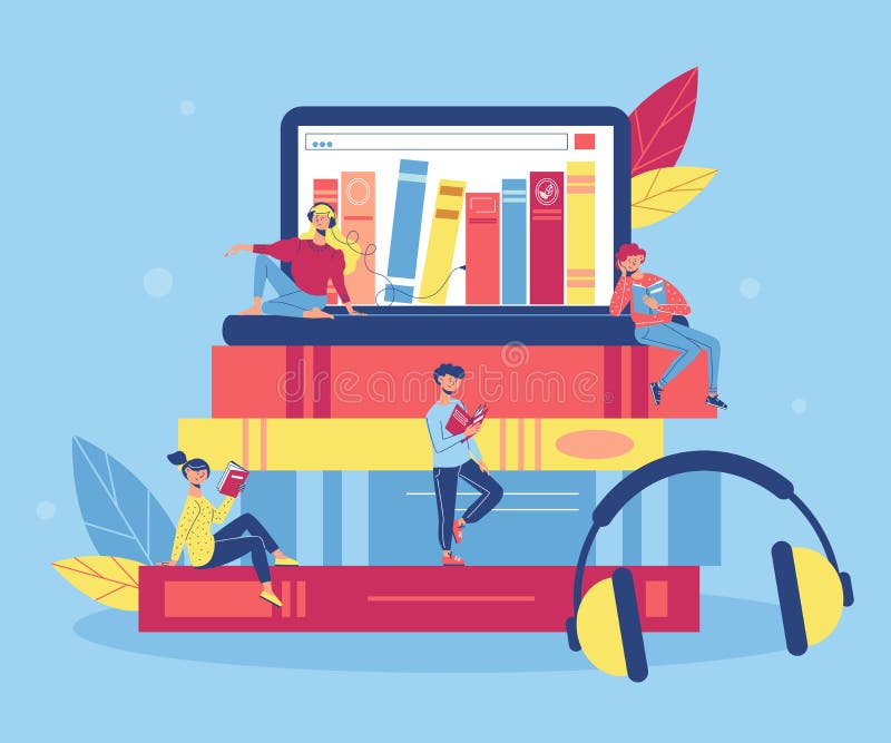 People Reading Books Set stock vector. Illustration of decorative ...