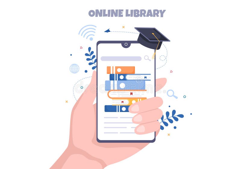 Online Library Digital Education Background with Distance Learning ...