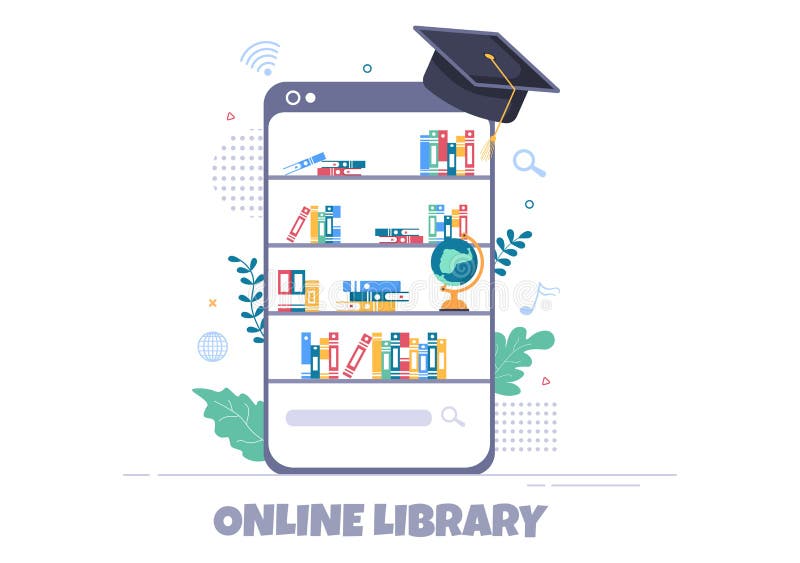 Online Library Digital Education Background with Distance Learning ...