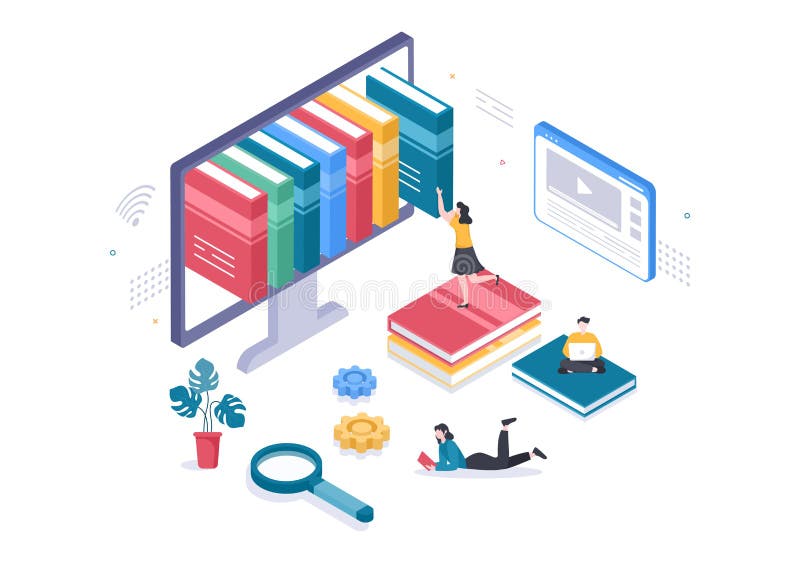 Online Library Digital Education Background with Distance Learning ...