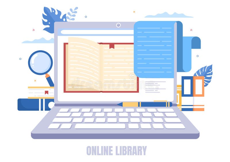 Online Library Digital Education Background with Distance Learning ...