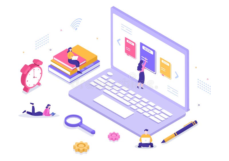 Online Library Digital Education Background with Distance Learning ...