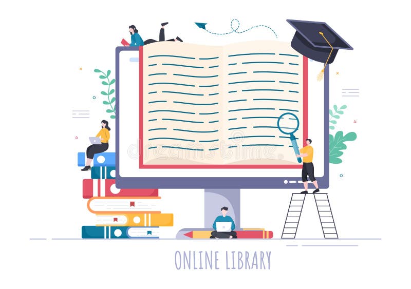 Online Library Digital Education Background with Distance Learning ...