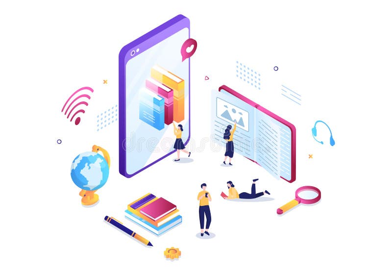 Online Library Digital Education Background with Distance Learning ...