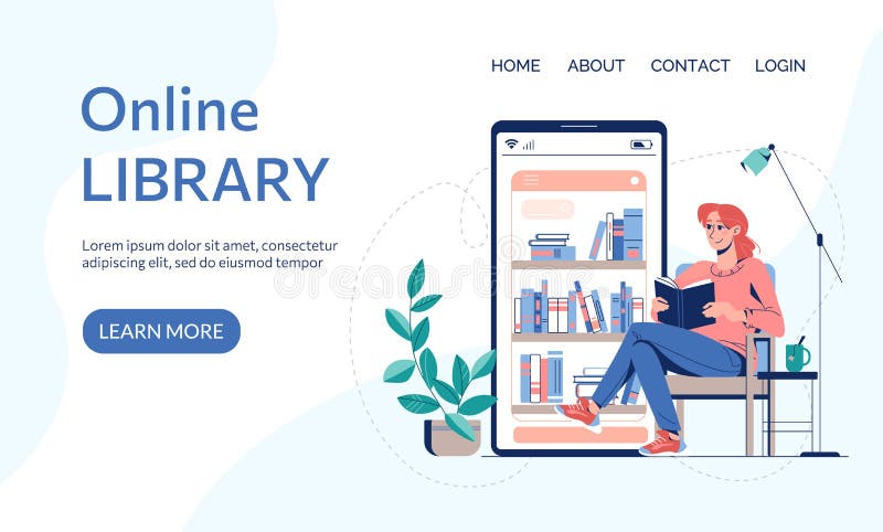 Online Library, E-book Reading Landing Page or Web Page Template ...