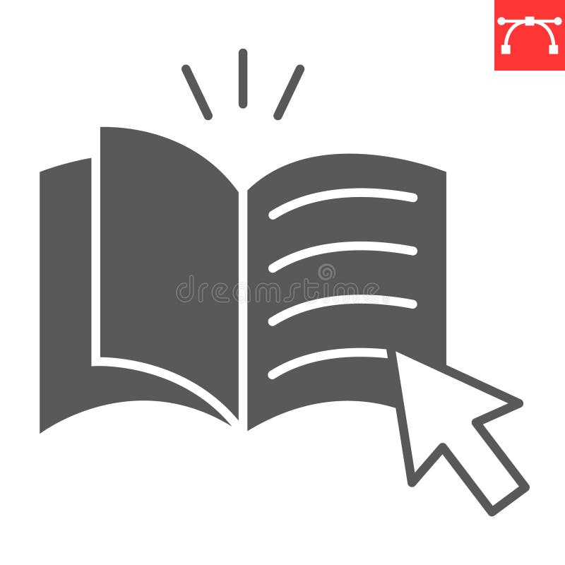 Online library glyph icon stock vector. Illustration of dictionary ...