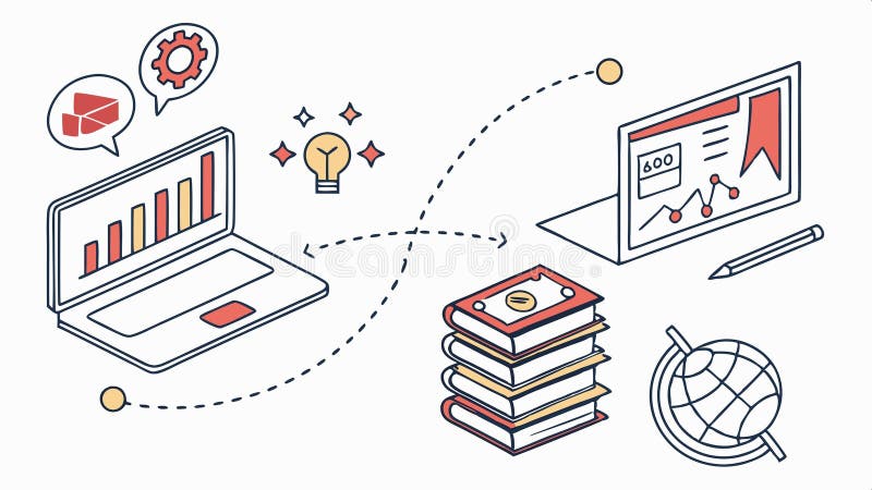 Online Library Illustration: Books, Learning, Digital, Education Vector Design Generative AI ...