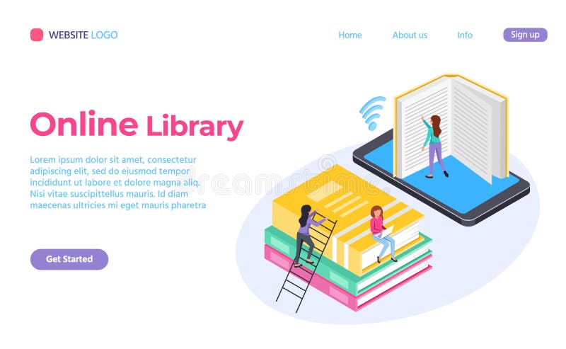 Online Library Isometric 3d Style Web Landing Page Stock Vector ...