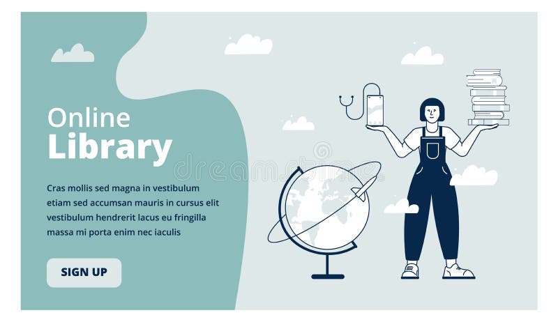 Online Library Landing Page Layout. Education Website Stock Vector ...