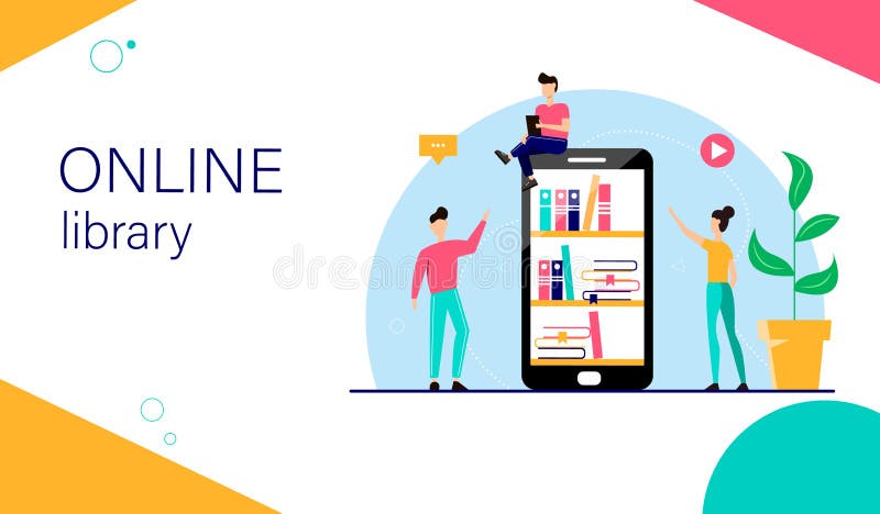 Online Library. Landing Page Template. Vector Illustration for ...