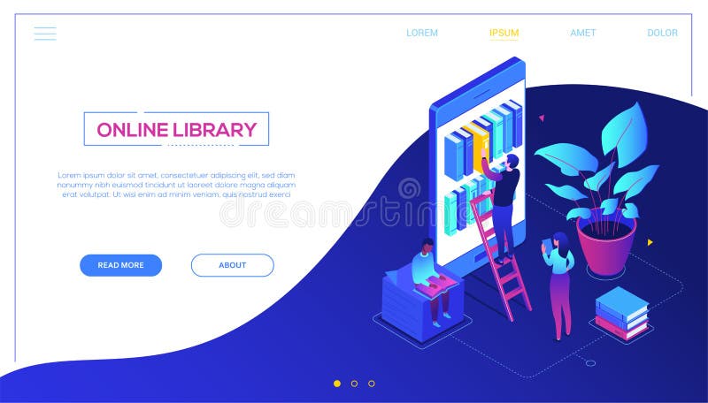 Online Library - Modern Colorful Isometric Vector Web Banner Stock ...