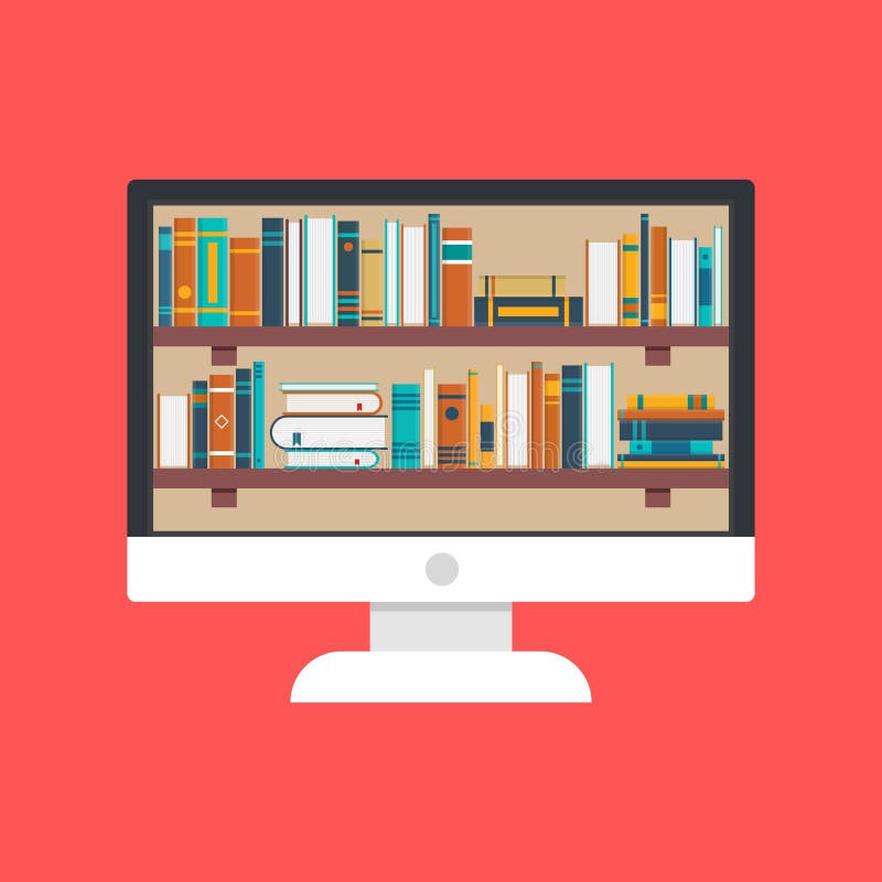Online Library Vector Illustration in Flat Design. Education Concept ...
