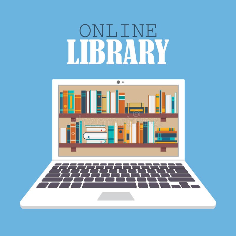 Online Library Vector Illustration in Flat Design. Education Concept ...