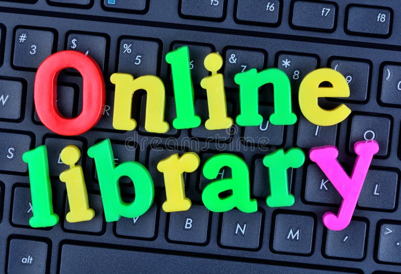 Online Library Words on Computer Keyboard Stock Image - Image of media ...