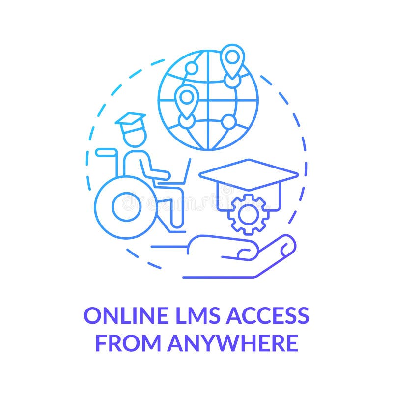 Online LMS Access from Anywhere Blue Gradient Concept Icon Stock Vector ...