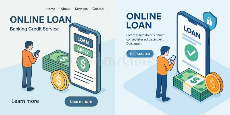 Online Loan Application Service Concept with Smartphone and Money Stock ...