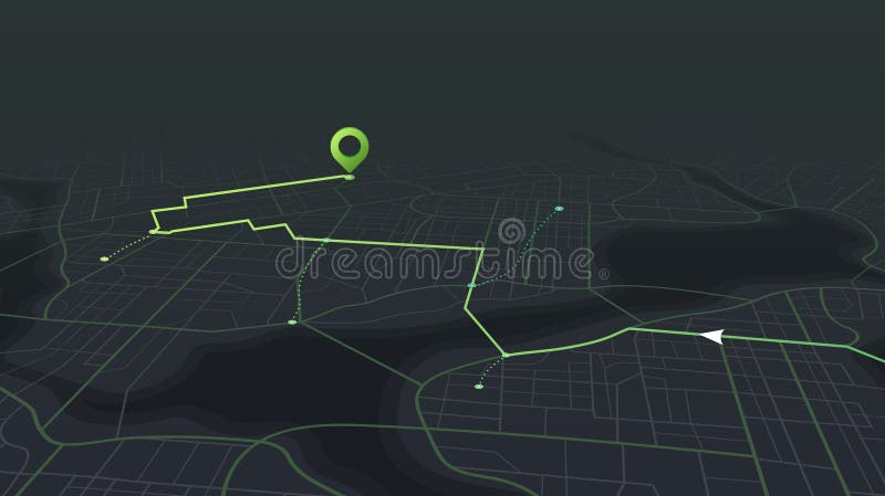 Online Location Tracking on Isometric City Map. Navigation on Map with ...