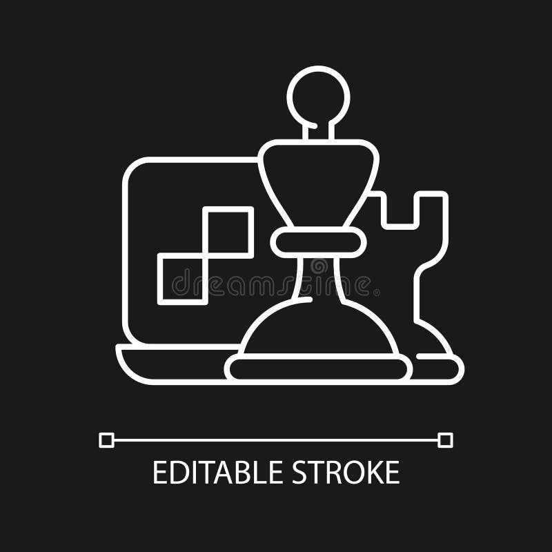 Online Logic Games and Chess White Linear Icon for Dark Theme Stock ...