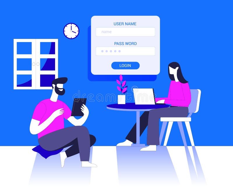 Online Login Registration Flat Illustration Vector Concept Stock ...