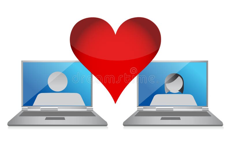 Computer Love Connection. Internet Communication Stock Illustration ...