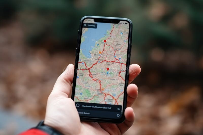 Online Map Navigator Application on Smartphone Interface Stock ...