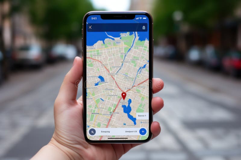 Online Map Navigator Application on Smartphone Interface Stock ...
