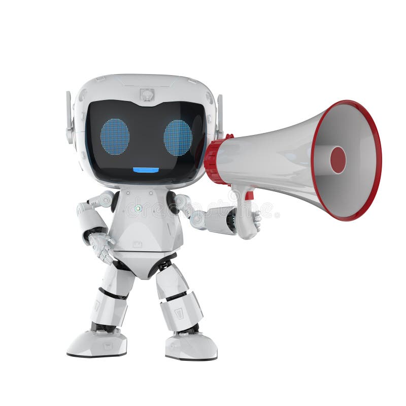 Online Marketing Concept with Personal Assistant Robot with Megaphone ...