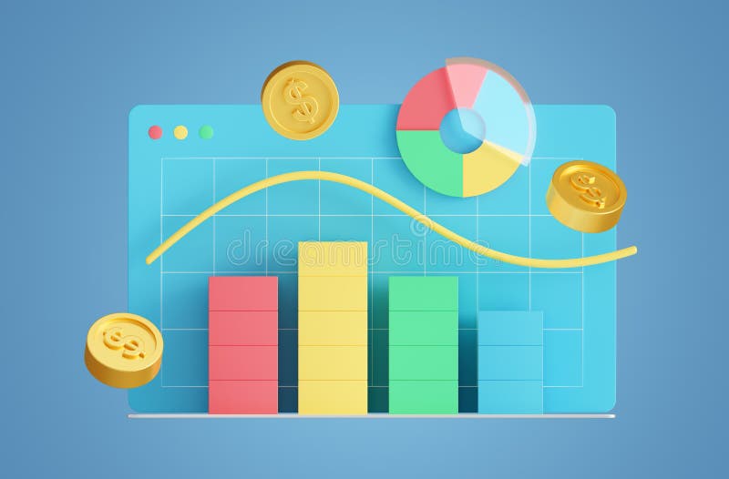 Online Marketing, Financial Report Chart, Data Analysis. Bar Chart ...