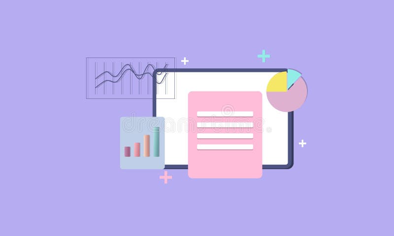 Online Marketing, Financial Report Chart, Data Analysis Concept. Tablet ...