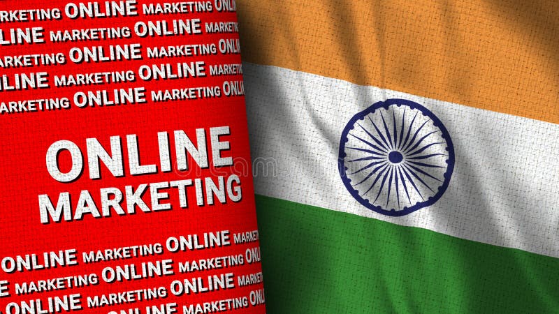 Online Marketing Title with India Flag Stock Illustration ...
