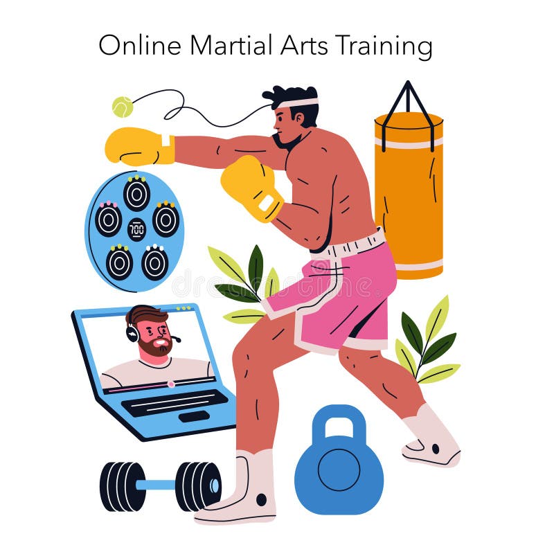 Remote Personal Training. Flat Vector Stock Illustration - Illustration ...