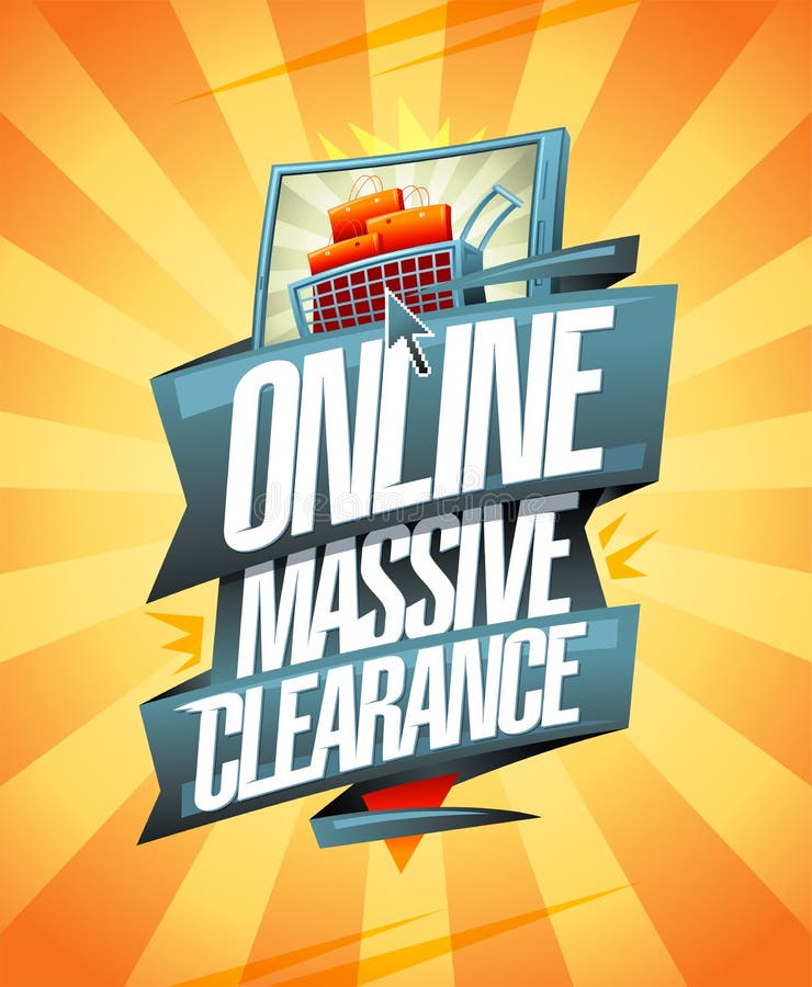 Massive Spring Clearance, Vector Poster Template with Pink Ribbon Stock ...