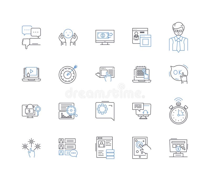 Online Material Line Icons Collection. Content, Learning, Digital ...