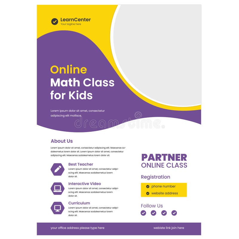 Online Mathematics Class for Kids Flyer Stock Photo - Image of grow ...