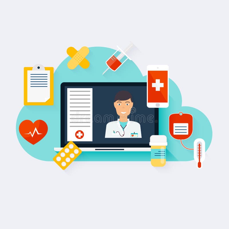 Online Medical Consultation Concept. Vector Modern Creative Flat Stock ...