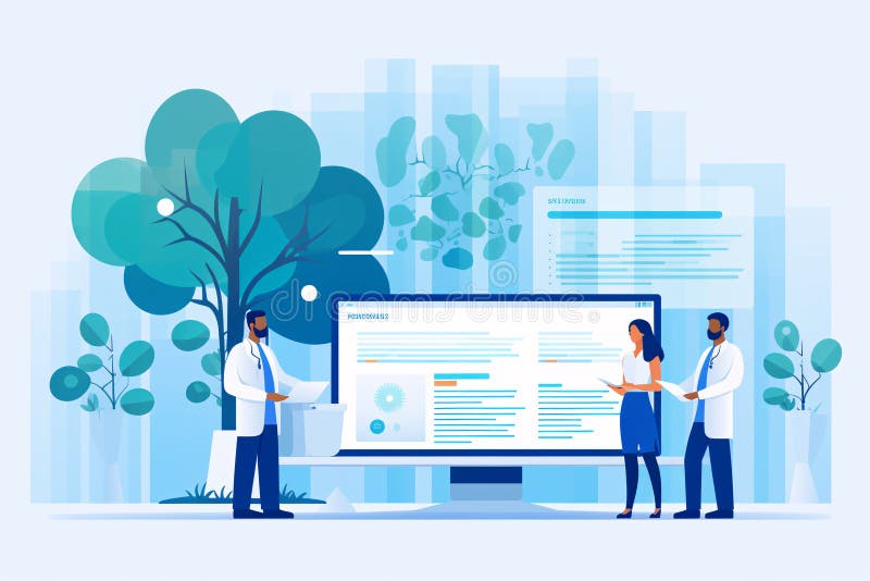 Online Medical Consultation and Support. Doctors Team Working Together ...