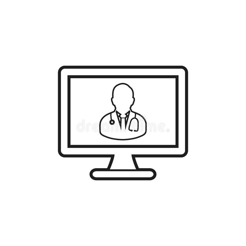 Online Medical Doctor Help Icon Stock Vector - Illustration of computer ...