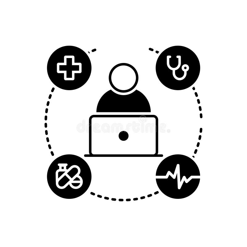Black Solid Icon for Online Medical Help, Doctor and Stethoscope Stock ...