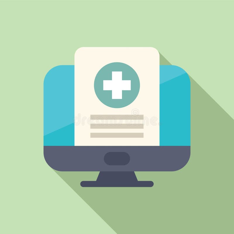 Online Medical Record Displaying on Computer Screen Stock Vector ...