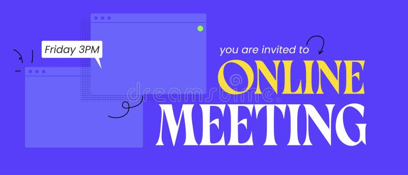 Online Meeting Collage Banner with Digital Elements. Vector Web Flyer ...