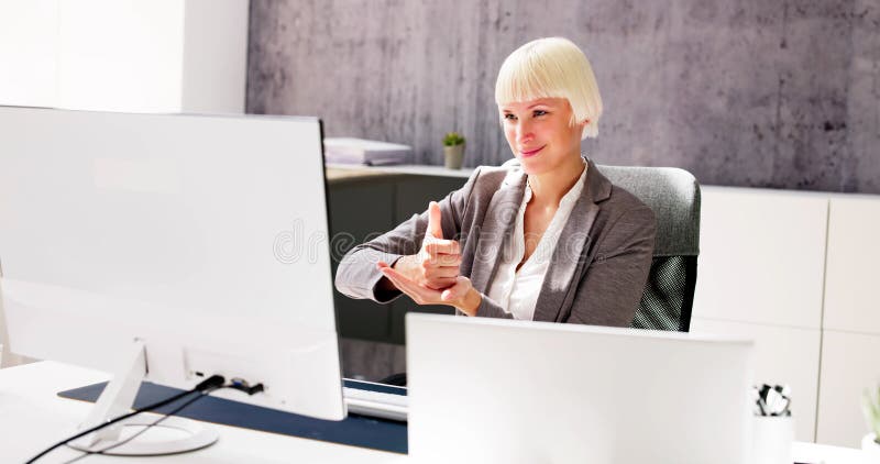 Online Meeting on Computer stock photo. Image of hearing - 280583864