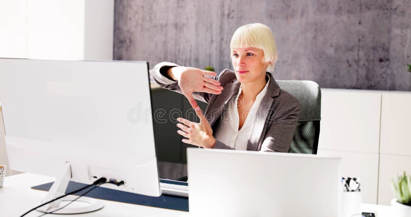 Online Meeting on Computer stock photo. Image of disability - 281918904