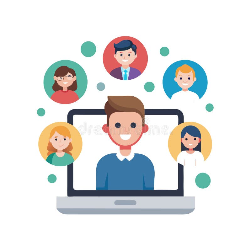 Online Meeting Flat Illustration, Video Call, Conference, Teamwork ...