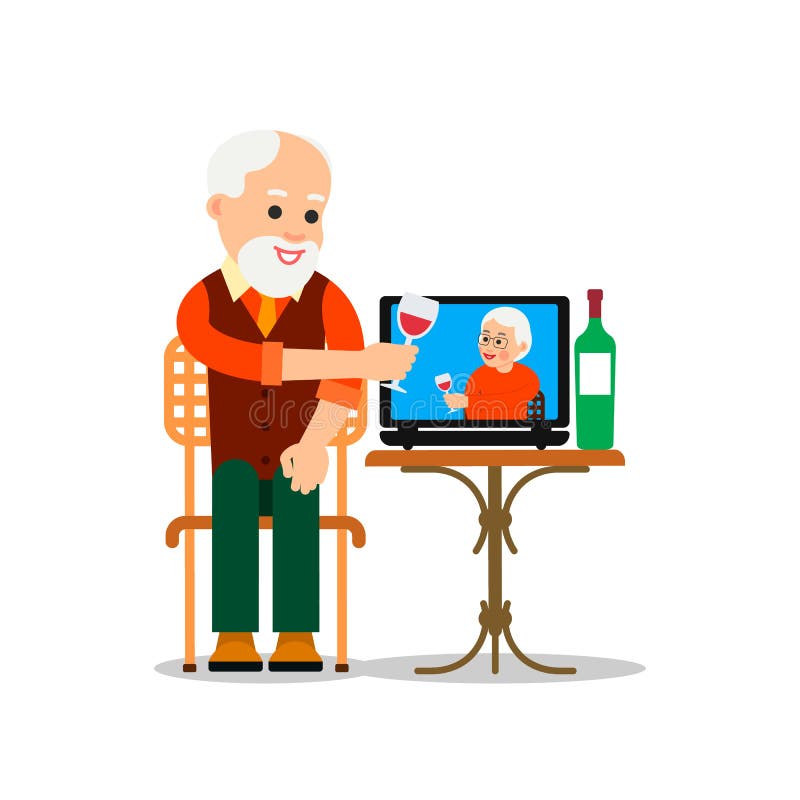 Old People Sitting On The Sofa Sit Elderly Woman And Man Stock Vector