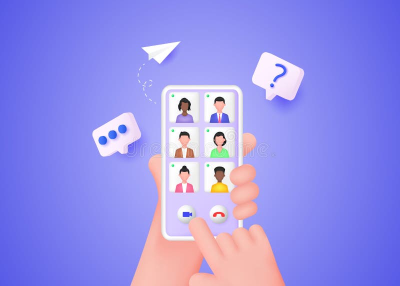 Online Meeting. People Communicate with Each Other through a Video ...