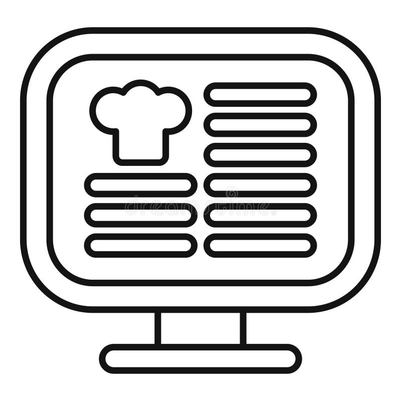 Online Menu Icon Showing Chef Hat and Food List Stock Vector ...