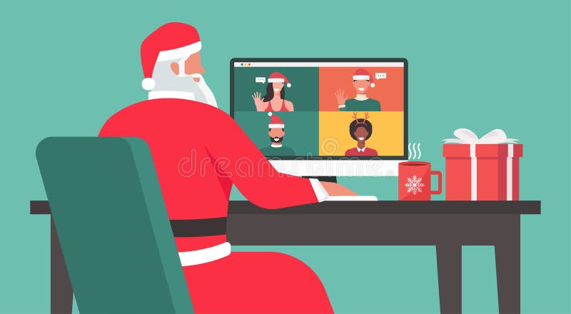Santa Sitting Computer Desk Stock Illustrations – 80 Santa Sitting ...